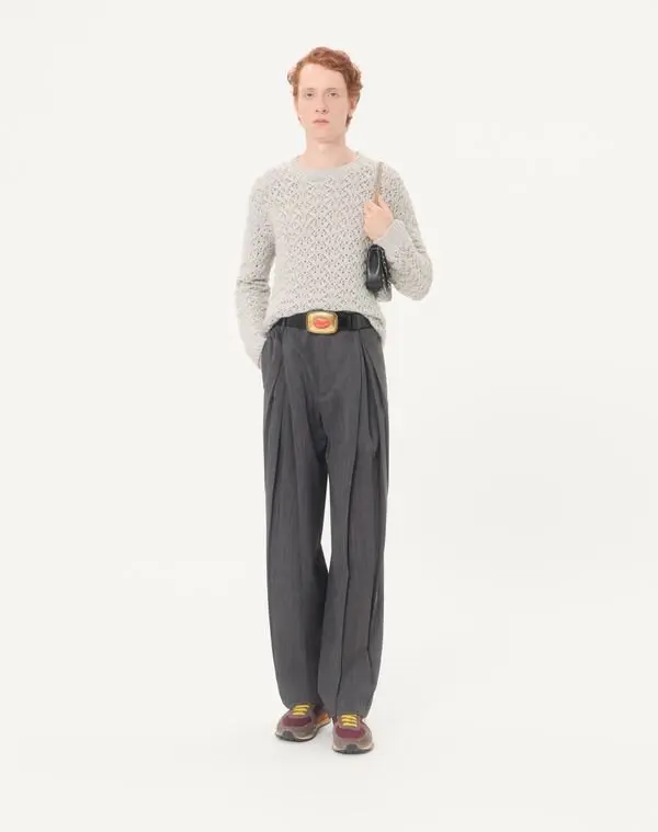 Valentino Garavani Pinstripe Wool Trousers With Pleats