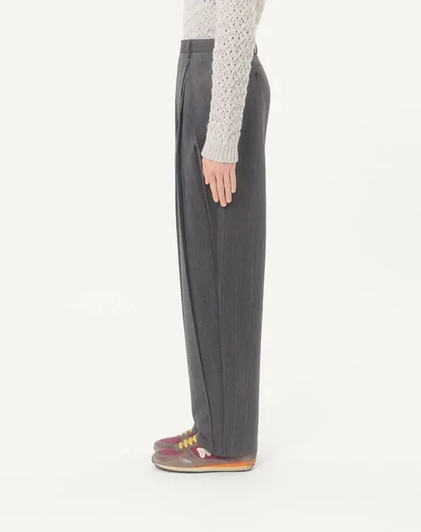 Valentino Garavani Pinstripe Wool Trousers With Pleats