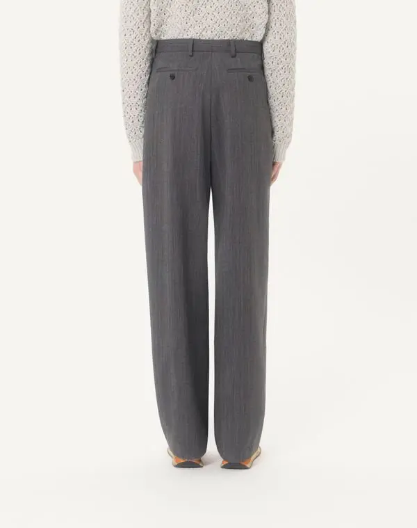 Valentino Garavani Pinstripe Wool Trousers With Pleats