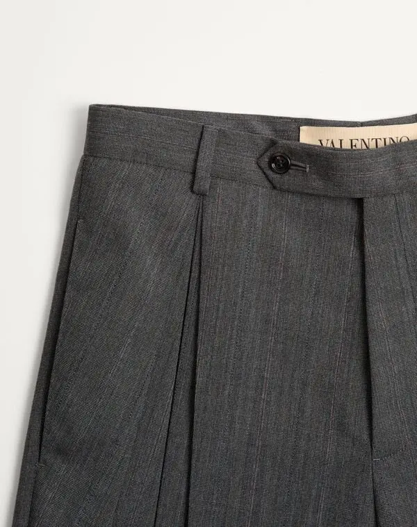Valentino Garavani Pinstripe Wool Trousers With Pleats