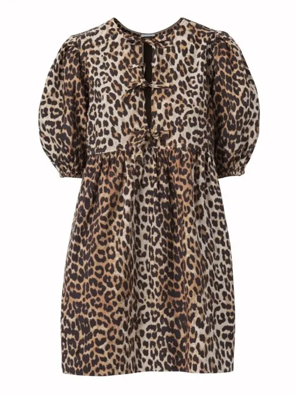 GANNI Leopard Print Mini Dress - Multicolor
