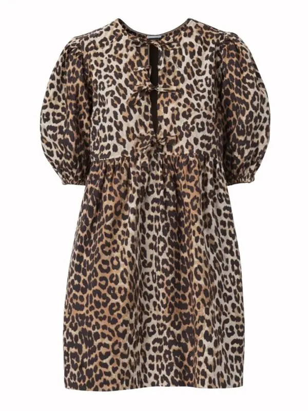 GANNI Leopard Print Mini Dress - Multicolor