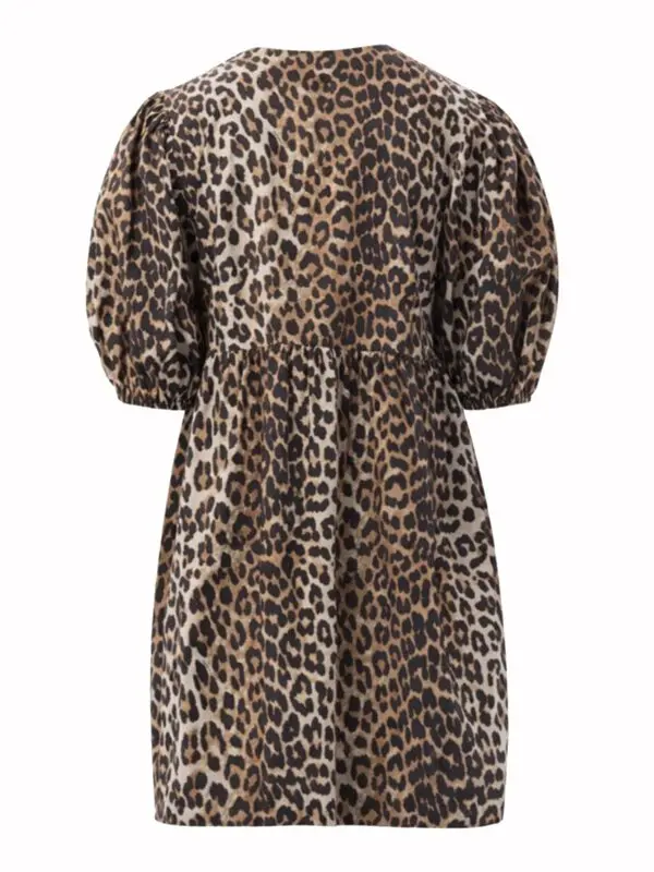 GANNI Leopard Print Mini Dress - Multicolor