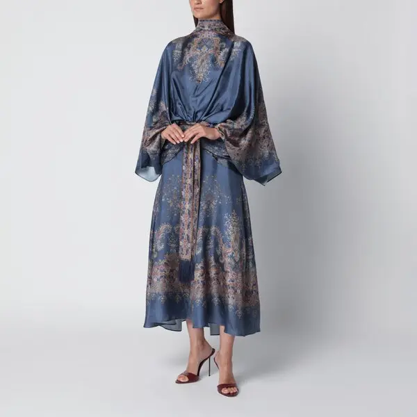 Zimmermann Valiant Navy Silk Long Dress - Blue