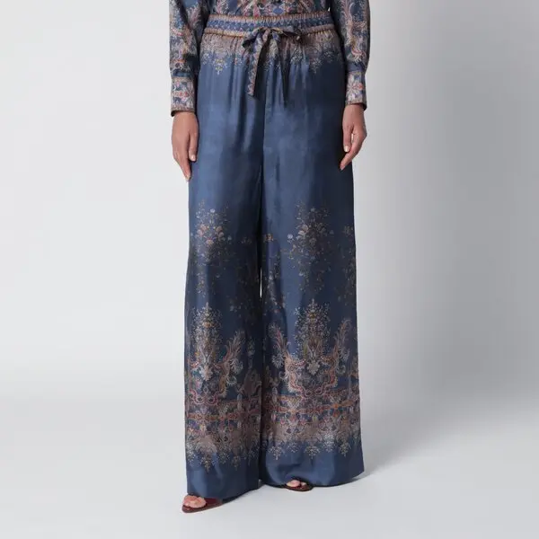 Zimmermann Valiant Navy Silk Trousers - Blue