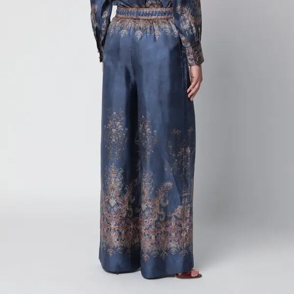 Zimmermann Valiant Navy Silk Trousers - Blue