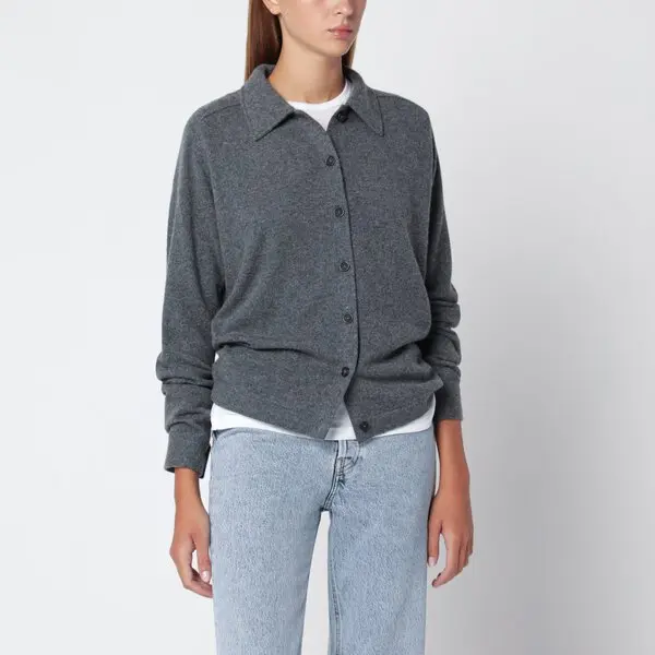 TOTEME Dark Melange Cashmere Cardigan - Grey