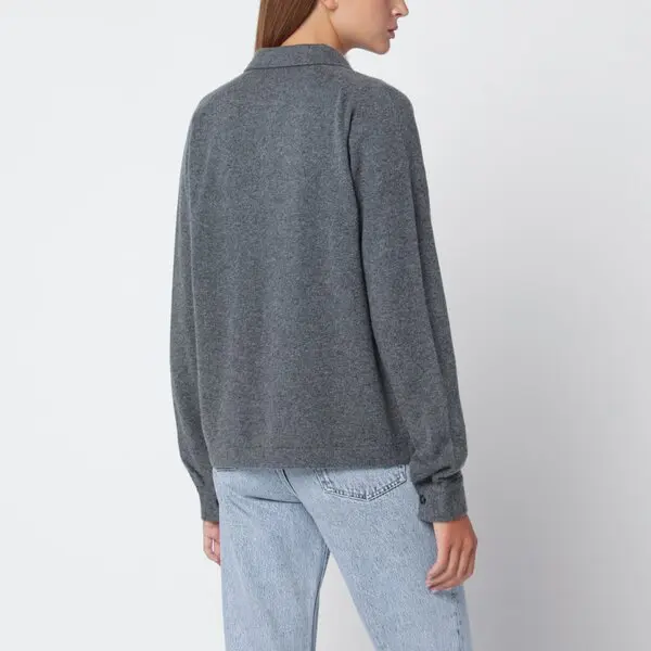 TOTEME Dark Melange Cashmere Cardigan - Grey