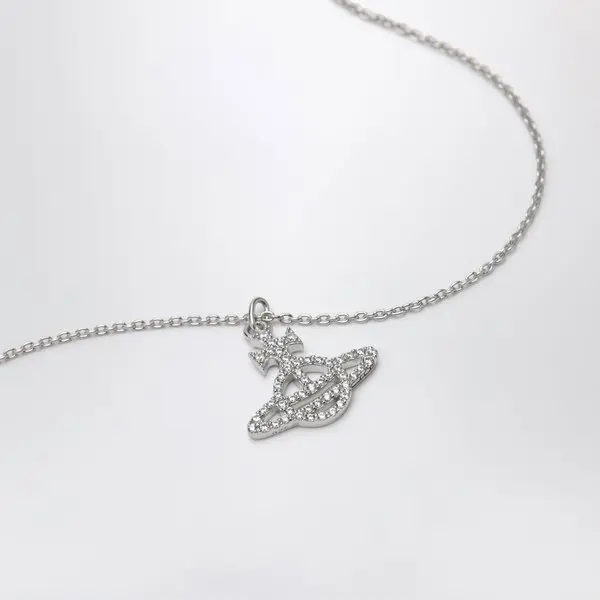VIVIENNE WESTWOOD Platinum Orb Pendant Necklace With Crystals