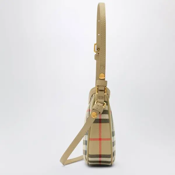 Burberry Sand- Bag With A Checked Pattern In Cotton Canvas