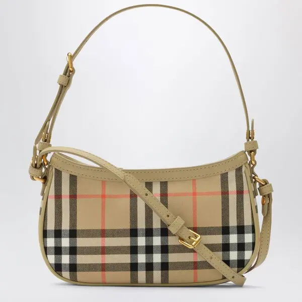 Burberry Sand- Bag With A Checked Pattern In Cotton Canvas