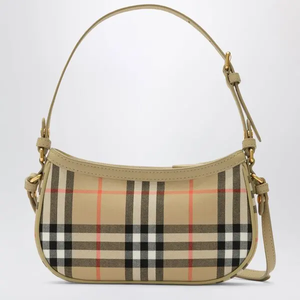 Burberry Sand- Bag With A Checked Pattern In Cotton Canvas - Beige
