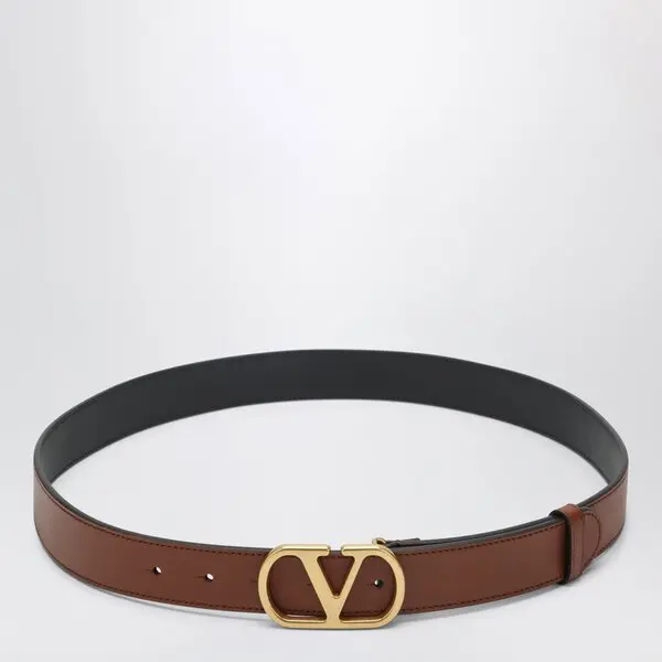Valentino Garavani Caramel Vlogo Signature Belt In Leather - Brown