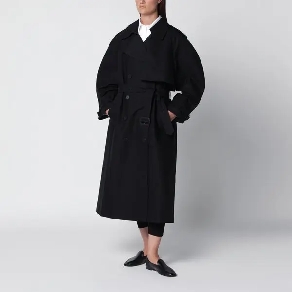 ANINE BING Pascale Cotton Maxi Trench Coat - Black
