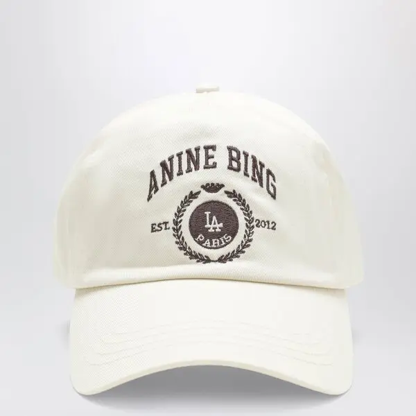 ANINE BING Jeremy Cream Cotton Baseball Cap - Beige