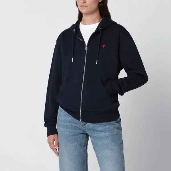 AMI Paris De Coeur Hoodie Midnight - Blue