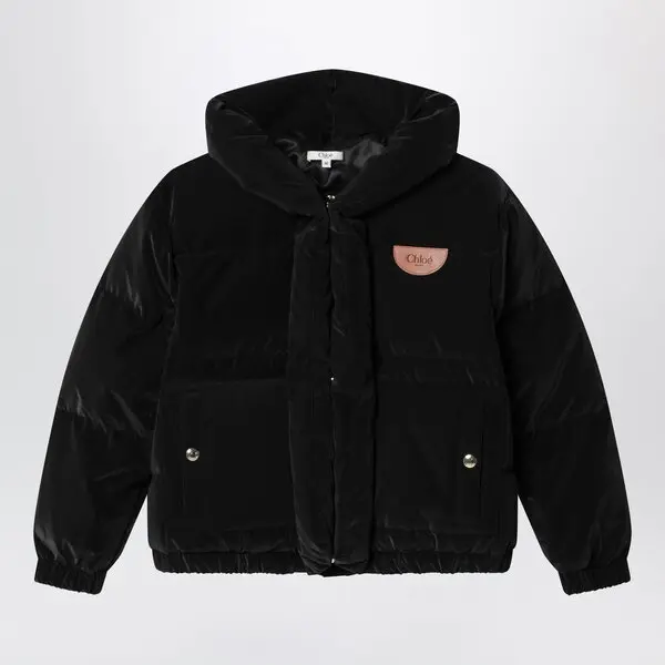 Chloé Down Jacket With Applique - Black