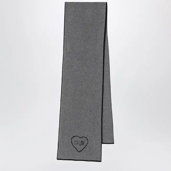 Chloé Gray Mélange Scarf In Wool And Cotton - Grey