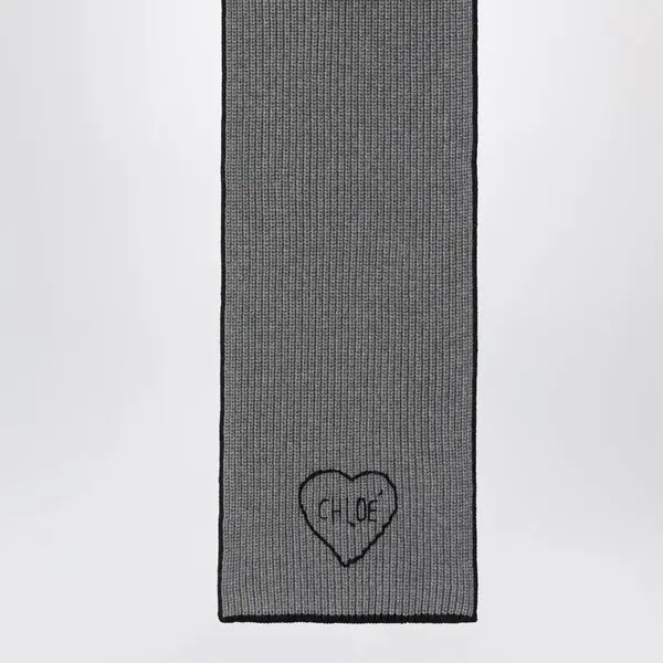Chloé Gray Mélange Scarf In Wool And Cotton