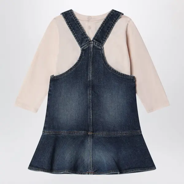 Chloé T-shirt And Denim Overalls Set With Embroidery