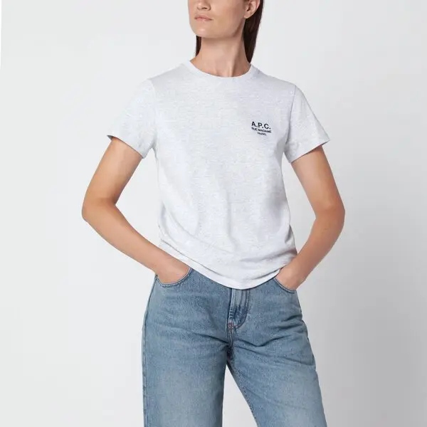 A.p.c. Gray Cotton T-shirt With Embroidery