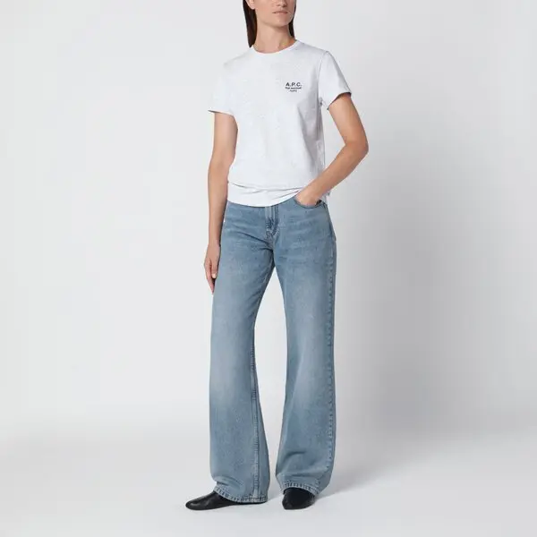 A.p.c. Gray Cotton T-shirt With Embroidery