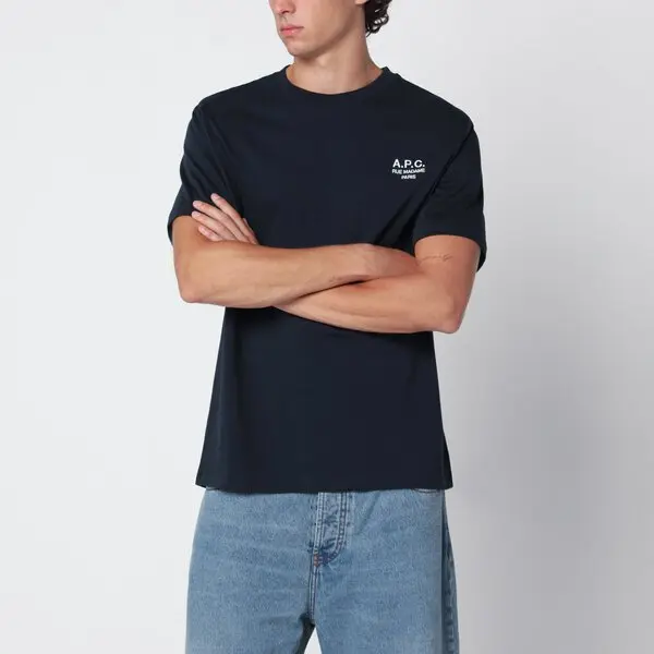 A.p.c. Rue Madame T-shirt In Navy Cotton - Blue