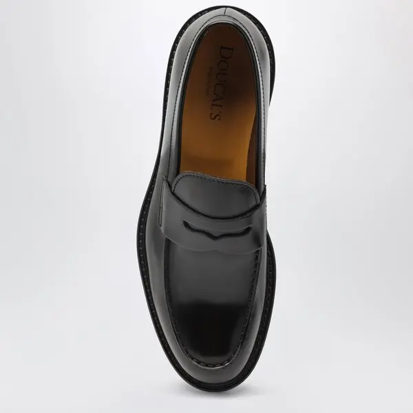 DOUCAL'S Ebony Leather Penny Moccasin