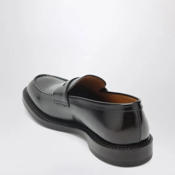 DOUCAL'S Ebony Leather Penny Moccasin