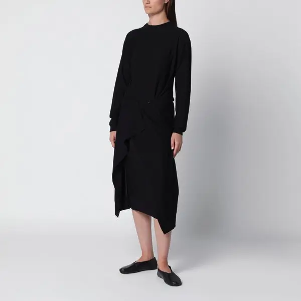 LEMAIRE Merino Wool Blend Midi Dress - Black