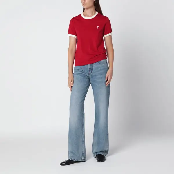 AMI Paris De Caur Ruby Cotton T-shirt - Red