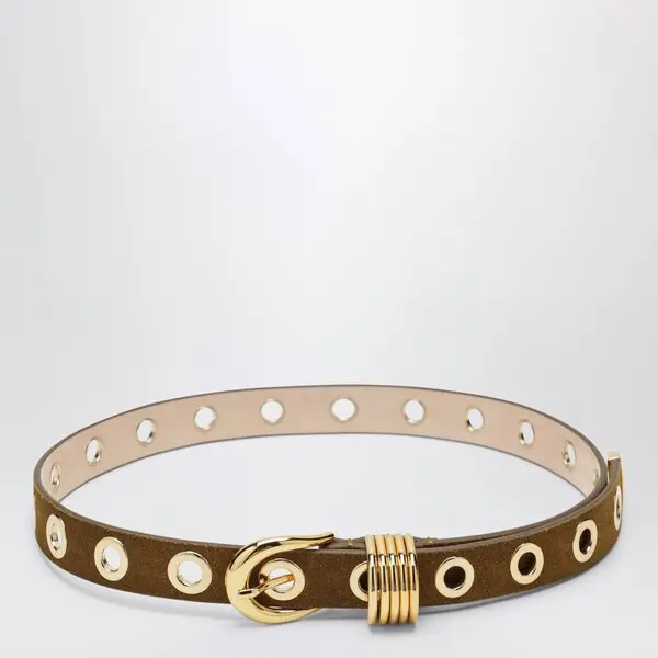 DEHANCHE Belt In Suede With Metal Eyelets - Brown