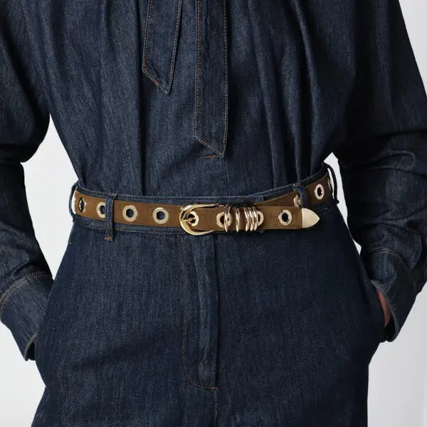 DEHANCHE Belt In Suede With Metal Eyelets