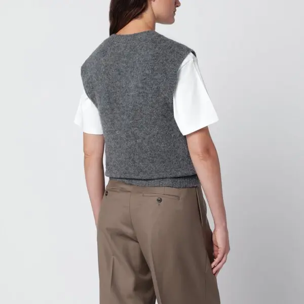 AMI Paris Vest Mélange In Alpaca And Wool Blend