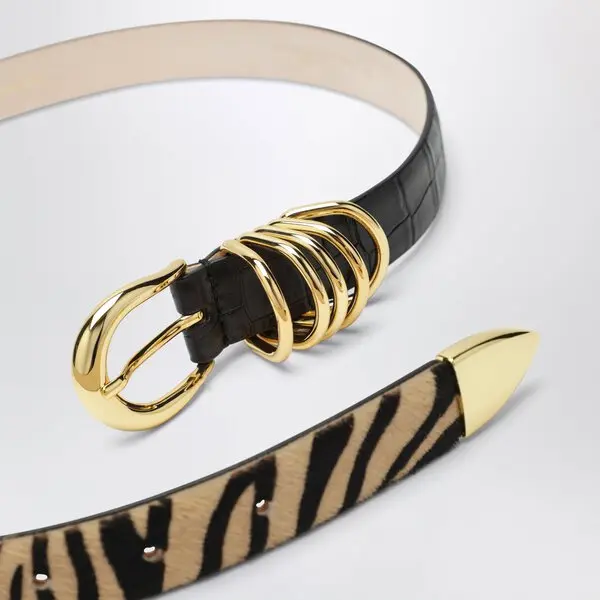 DEHANCHE Hollyhock Belt In Zebra-print And Crocodile-effect Leather