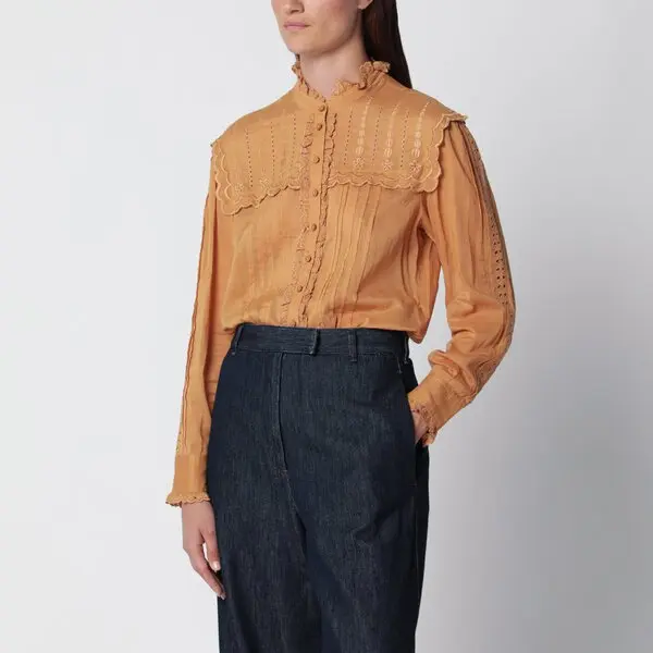 Isabel Marant Étoile Lonzie Caramel Cotton Shirt - Orange