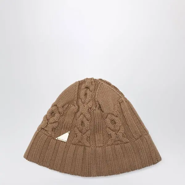 Max Mara Camel Bucket Hat In Virgin Wool - Brown