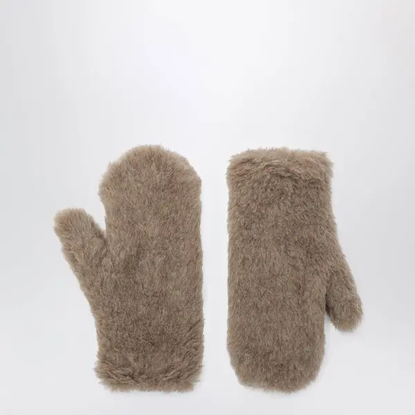 Max Mara Dark Beige Teddy Gloves - Brown