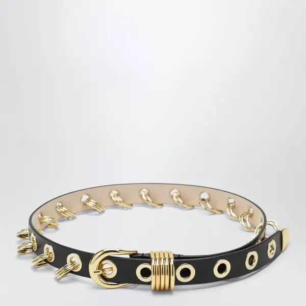 DEHANCHE Revenge Belt /gold In Leather With Metal Eyelets - Black
