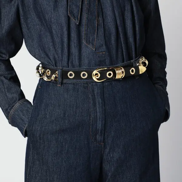 DEHANCHE Revenge Belt /gold In Leather With Metal Eyelets