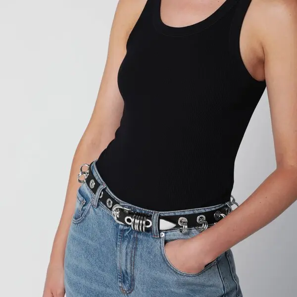 DEHANCHE Revenge Belt /silver In Leather With Metal Eyelets