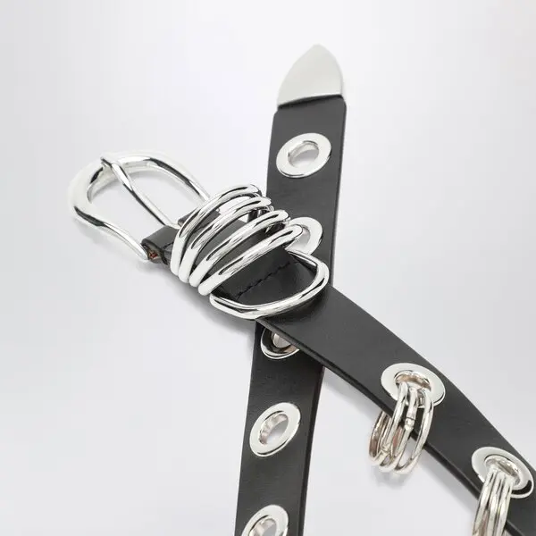 DEHANCHE Revenge Belt /silver In Leather With Metal Eyelets