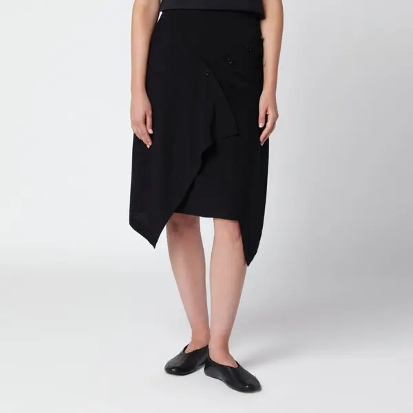 LEMAIRE Merino Wool Blend Midi Skirt - Black