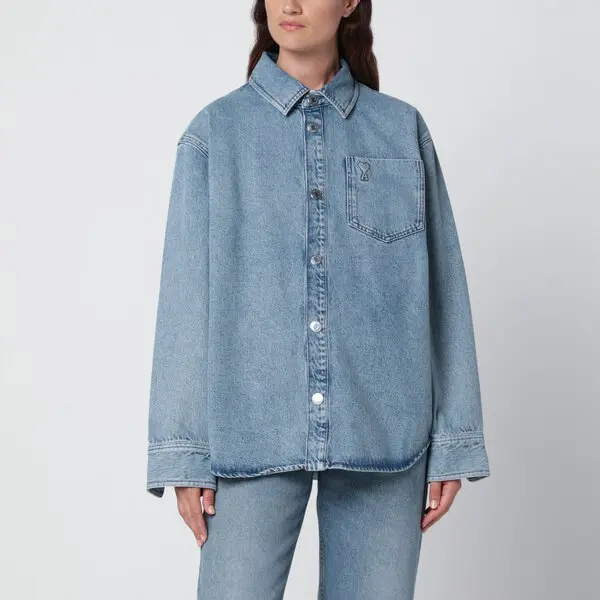 AMI Paris De Caur Overshirt In Cotton - Blue
