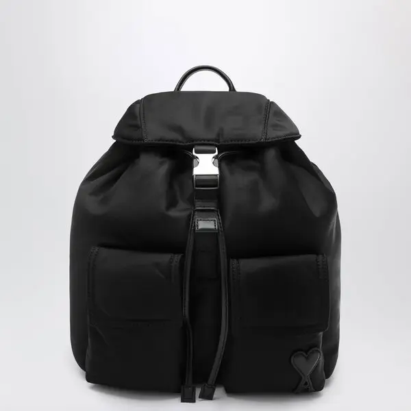 AMI Paris Marcel Small Nylon Backpack - Black