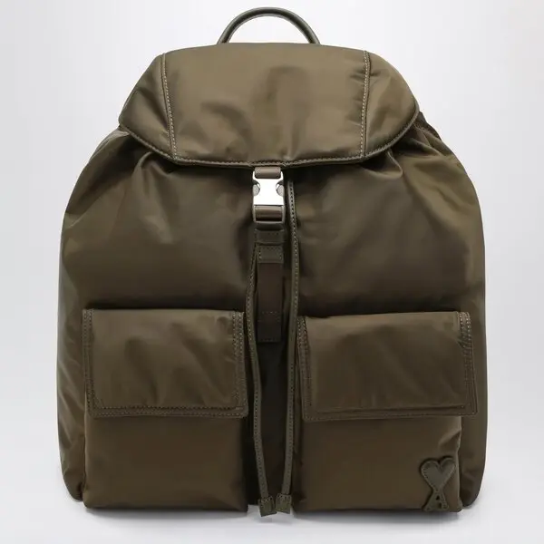 AMI Paris Marcel Truffle-colored Nylon Backpack - Brown