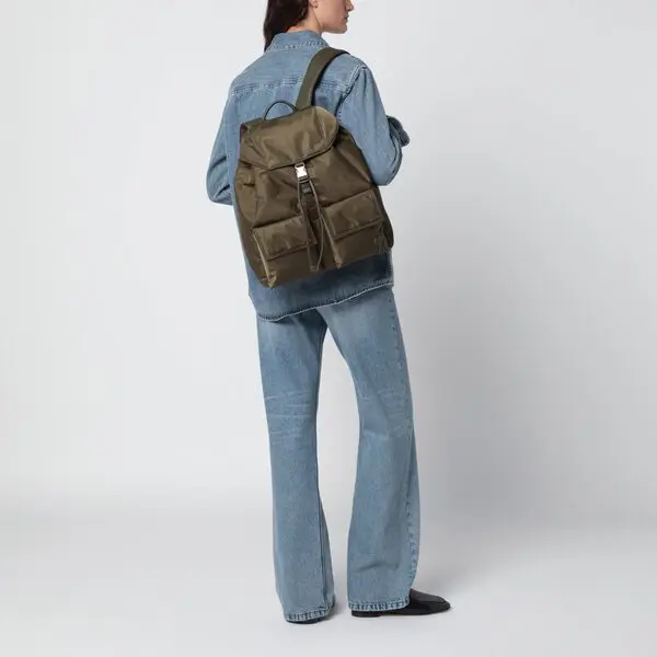 AMI Paris Marcel Truffle-colored Nylon Backpack