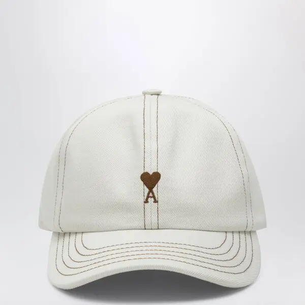 AMI Paris De Caur Cream Cotton Cap - White