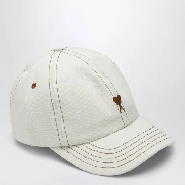 AMI Paris De Caur Cream Cotton Cap