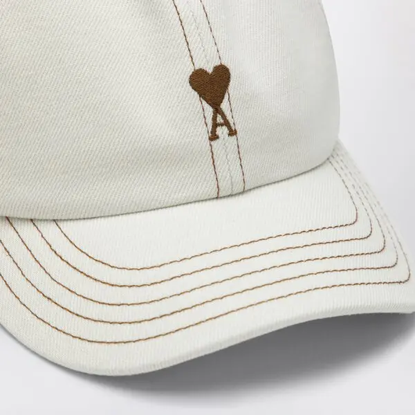 AMI Paris De Caur Cream Cotton Cap